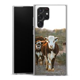 DeinDesign Galaxy S22 Ultra Handy Silikon H&uuml;lle Case transparent Handyh&uuml;lle Cow Farmer Calf Silikon Case