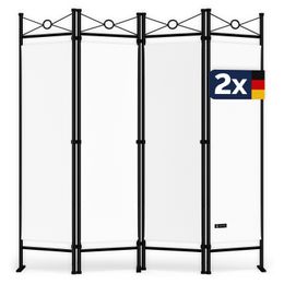 Casaria Paravent Lucca 2er-Set Wei&szlig; 180x163cm