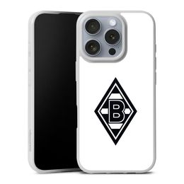 DeinDesign iPhone 16 Pro Handy Silikon H&uuml;lle Case wei&szlig; Handyh&uuml;lle Logo Borussia M&ouml;nchengladbach Gladbach Silikon Case