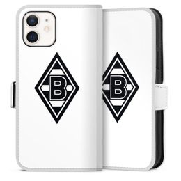 DeinDesign iPhone 12 Handy Klapph&uuml;lle Handyh&uuml;lle aus Kunst Leder wei&szlig; Flip Case Logo Borussia M&ouml;nchengladbach Gladbach Sideflip mit Lasche