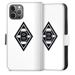 DeinDesign iPhone 12 Pro Handy Klapph&uuml;lle Handyh&uuml;lle aus Kunst Leder wei&szlig; Flip Case Logo Borussia M&ouml;nchengladbach Gladbach Sideflip mit Lasche