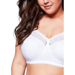 sheego Gro&szlig;e Gr&ouml;&szlig;en B&uuml;gelloser BH mit Spitze, wattierte Cups, wei&szlig;, Gr&ouml;&szlig;e 100C - Damen