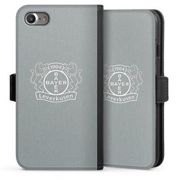 DeinDesign iPhone SE (2020) Handy Klapph&uuml;lle Handyh&uuml;lle aus Kunst Leder schwarz Flip Case Bayer 04 Leverkusen Coat Of Arms Official Licensed Product Sideflip mit