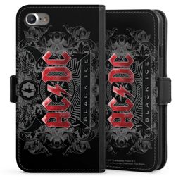 DeinDesign iPhone 8 Handy Klapph&uuml;lle Handyh&uuml;lle aus Kunst Leder schwarz Flip Case Merchandise Black Ice Acdc Sideflip mit Lasche