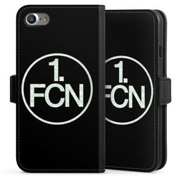 DeinDesign iPhone SE (2022) Handy Klapph&uuml;lle Handyh&uuml;lle aus Kunst Leder schwarz Flip Case 1. Fc N&uuml;rnberg Logo 1. Fcn Sideflip mit Lasche