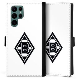 DeinDesign Galaxy S22 Ultra Handy Klapph&uuml;lle Handyh&uuml;lle aus Kunst Leder schwarz Flip Case Logo Borussia M&ouml;nchengladbach Gladbach Sideflip mit langer Lasche