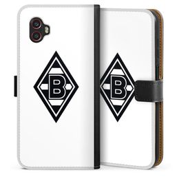 DeinDesign Galaxy XCover 6 Pro Handy Klapph&uuml;lle Handyh&uuml;lle aus Kunst Leder schwarz Flip Case Gladbach Borussia M&ouml;nchengladbach Logo Sideflip mit langer Lasche