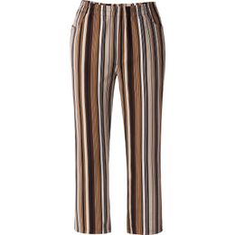 WITT Damen Caprihose aus reiner Baumwolle, dunkelbraun-gestreift, Gr&ouml;&szlig;e 38
