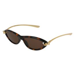 Bottega Veneta BV1390S | Damen-Sonnenbrille | Fassung: Vollrand, Cat Eye, Kunststoff, Havanna Gold | Glasfarbe: Braun