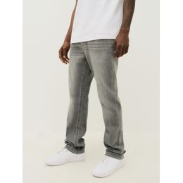 True Religion Herren Straight-Jeans "RICKY SN FLAP"chalk grau wash, Gr. 34, Abriebeffekte, Denim/Jeans, Obermaterial: 63% Baumwolle, 35% Polyester,