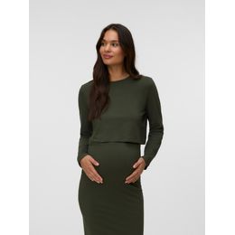 MAMALICIOUS Damen Langarmshirt "MLKERRIE LS TOP AND SKIRT JRS SET NOOS", gr&uuml;n, Gr. L, unifarben, Jersey, Obermaterial: 95% Baumwolle, 5% Elasthan,