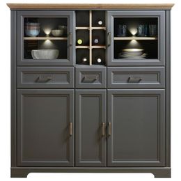 Hom&acute;in Hom`in Highboard, Eiche Artisan, Holzwerkstoff, 9 F&auml;cher, 3 Schublade(n) Schubladen, 143x150x42 cm, Beim&ouml;bel erh&auml;ltlich, Wohnzimmer, Kommoden & Sideboards, Highboards