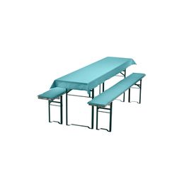NYVI Bierbankauflagen Set NYVIGala 3 teilig - Auflagen f&uuml;r Bierzeltgarnitur - Tischdecke f&uuml;r Biertisch & Sitzpolster f&uuml;r Bierb&auml;nke Farbe:Aqua;Gr&ouml;&szlig;e:240x70 cm