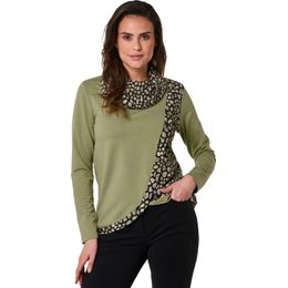 CREATION L PREMIUM Damen Rollkragenshirt in TENCEL-Qualit&auml;t von Lenzing schilf-schwarz-gemustert Gr&ouml;&szlig;e 38