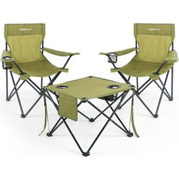 HOMECALL Campingstuhl Campingtisch mit St&uuml;hlen Klappstuhl Camping Faltstuhl Picknicktische (Olivgr&uuml;n)