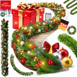 Kesser&reg; Weihnachtsgirlande mit LED &ndash; 5 m oder 10 m, 100&ndash;200 LEDs, IP44, naturgr&uuml;n, mit Schnee-Effekt je nach Modell, f&uuml;r Outdoor & Indoor, mit Fernbedienung & Weihnachtsdeko je nach Variante