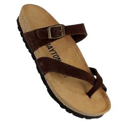 BAYTON Leder-Zehentrenner "Diane" in Dunkelbraun - 46% | Gr&ouml;&szlig;e 39 | Damen-sandalen