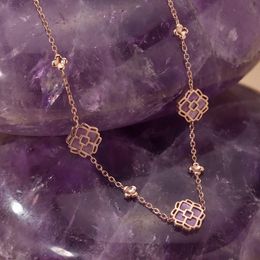 Holzkern Midsommar Halskette Damen Ros&eacute; und Amethyst