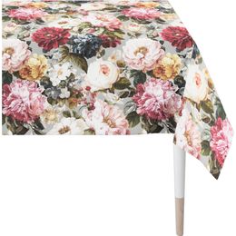 Tischdecke Apelt, B:150cm L:250cmgrau, rose, bordeaux, Obermaterial: 75% Baumwolle, 25% Polyester, Tischdecken, "7405", Blumen allover