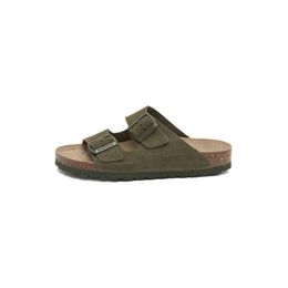 BABUNKERS Family Leder-Pantoletten in Khaki - 50% | Gr&ouml;&szlig;e 41 | Damen-pantoletten