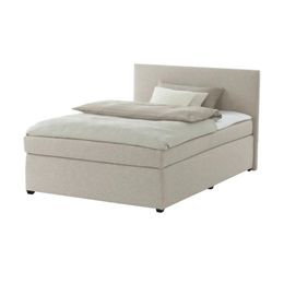 H&ouml;ffner Boxspringbett mit Matratze und Topper H3 Duke &brvbar; beige &brvbar; Ma&szlig;e (cm): B: 147 H: 104