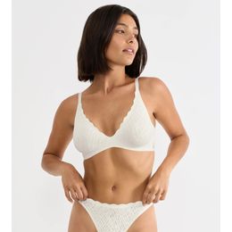 Sloggi Damen B&uuml;gelloser BH "ZERO Feel Bliss THE UP", Gr. Msilk wei&szlig;, Spitze, Obermaterial: 76% Polyamid, 24% Elasthan, BHs, Spitzenoptik, Lift-Up