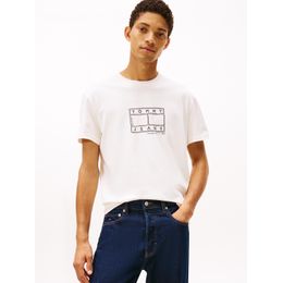 Tommy Jeans Herren T-Shirt "TJM CENTER FLAG"ancient wei&szlig;, Gr. XL, Single Jersey, Obermaterial: 100% Baumwolle, Shirts, mit Stempel-Logo, regular fit,