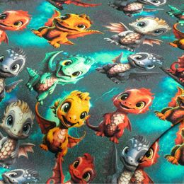 buttinette Digitaldruck-Sweat "Babydrachen", bunt