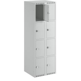 4er-Schlie&szlig;fachschrank Fydor, 2 Abteile, lichtgrau, B 600 mm, flache Dachform, Vorh&auml;ngeschloss kaiserkraft