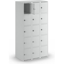 5er-Schlie&szlig;fachschrank Fydor, 3 Abteile, lichtgrau, B 900 mm, flache Dachform, Zylinderschloss kaiserkraft