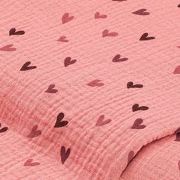 buttinette Musselin/Doppel-Gaze "Herzchen", rosa-color