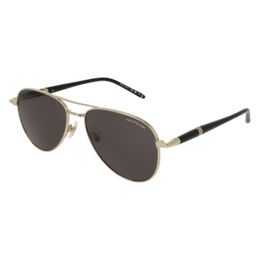 Montblanc MB0345S DIPLOMAT | Herren-Sonnenbrille | Fassung: Vollrand, Pilot, Metall, Gold | Glasfarbe: Grau