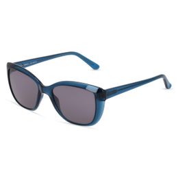 Fielmann JIL 014 SUN CL | Damen-Sonnenbrille | Fassung: Vollrand, Butterfly, Acetat, Blau Transparent | Glasfarbe: Grau