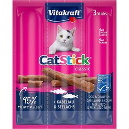 Vitakraft Cat Stick Kabeljau & Seelachs MSC Katzensnacks zuckerfreie Rezeptur 5x3 St&uuml;ck