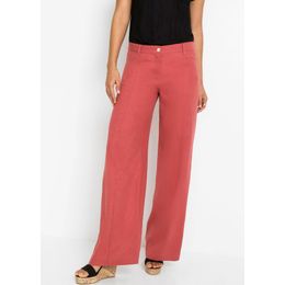 bonprix Damen Palazzohoserhabarber (kurzgr&ouml;&szlig;e), Gr. 52, Obermaterial: 55% Leinen, 45% Viskose, Hosen, aus Leinen und Viskose, Loose Fit, eleganter