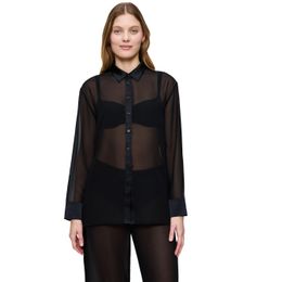 Triumph Damen Hemdbluse "A Weekend to Remember Shirt", Gr. 44schwarz, Chiffon, Obermaterial: 100% Polyester, Blusen, transparenter Look