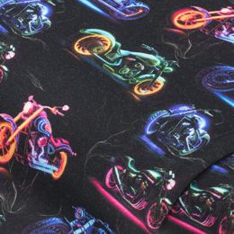 buttinette Digitaldruck-Sweat "Motorrad", schwarz/neon