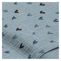 buttinette Musselin/Doppel-Gaze "Herzchen", blau-color