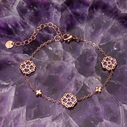 Holzkern Midsommar Armband Damen Ros&eacute; und Amethyst