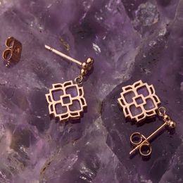 Holzkern Midsommar Ohrringe Damen Ros&eacute; und Amethyst