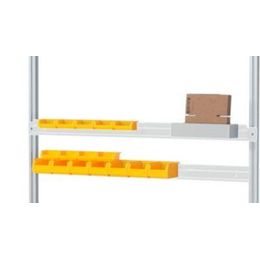 Halteschiene Serie E, B 1800 x T 25 x H 80 mm, Schiene mit Einh&auml;ngekante, f&uuml;r Sichtlagerk&auml;sten, Pulverbeschichtung, Belastbarkeit max. 30 kg, lichtgRau