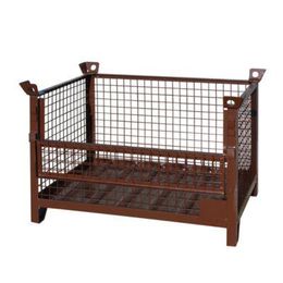 Eichinger-Industrie Gitterbox-Stapelpalette, bis 2000 kg, 3 Seitenw&auml;nde, Kran&ouml;sen, B 1500 x T 1000 x H 750 mm, Stahl, schokoladenbraun RAL 8017