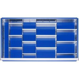 Rau Einteilungsset f&uuml;r Schubladenformat XXL, Fronth&ouml;he 180&ndash;360 mm, 4-teiliges Rasterleisten-Set, Stahlblech, B 1055 x T 560 x H 150 mm, silber