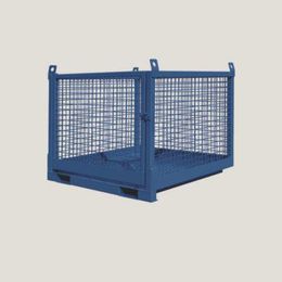Eichinger-Industrie Ladebox f&uuml;r den Stapler- und Kranbetrieb, bis 1500 kg, Fl&uuml;gelt&uuml;r, Kran&ouml;sen, B 1280 x T 1260 x H 1100 mm, Stahl, enzianblau RAL 5010