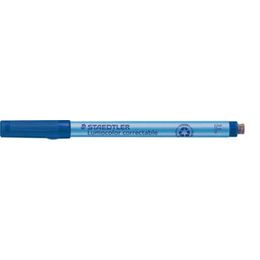 Staedtler Folienstift Lumocolor correctable 305 F, trocken abwischbar, mit Wischer, Strichst&auml;rke 0,6 mm, blau