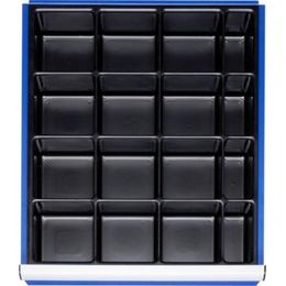Rau Einteilungsset f&uuml;r Schublade Gr&ouml;&szlig;e L, 16 F&auml;cher, Stahlblech, B 490 x T 560 x H 47 mm, Fronth&ouml;he 60&ndash;90 mm, silber