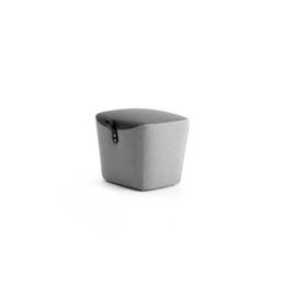 Leyform Hocker, schwarzer Ledergriff, Sitzma&szlig;e B 520 x T 440 x H 440 mm, 2-farbiger Stoffbezug und Mehrschichtholz, dunkelgrau/hellgrau