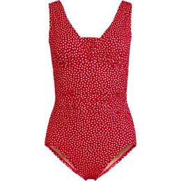 LANDS' END Shape-Badeanzug mit V-Ausschnitt SLENDER f&uuml;r Damen in D-Cup, Damen, size: regular, Rot, Nylon-Mischung, by Lands' End