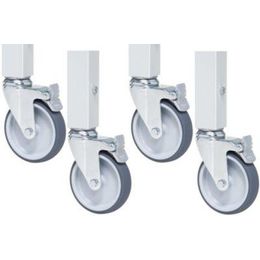 Rau Rollensatz, 4 Lenkrollen mit Feststeller, Traglast 450 kg, Expander 40 x 40 x 2 mm/45 x 45 x 2 mm, &Oslash; 125 mm, lichtgRau