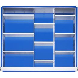 Rau Einteilungsset f&uuml;r Schubladen Gr&ouml;&szlig;e XL, Stahlblech, B 680 x T 560 x H 90 mm, Fronth&ouml;he 120&ndash;150 mm, silber